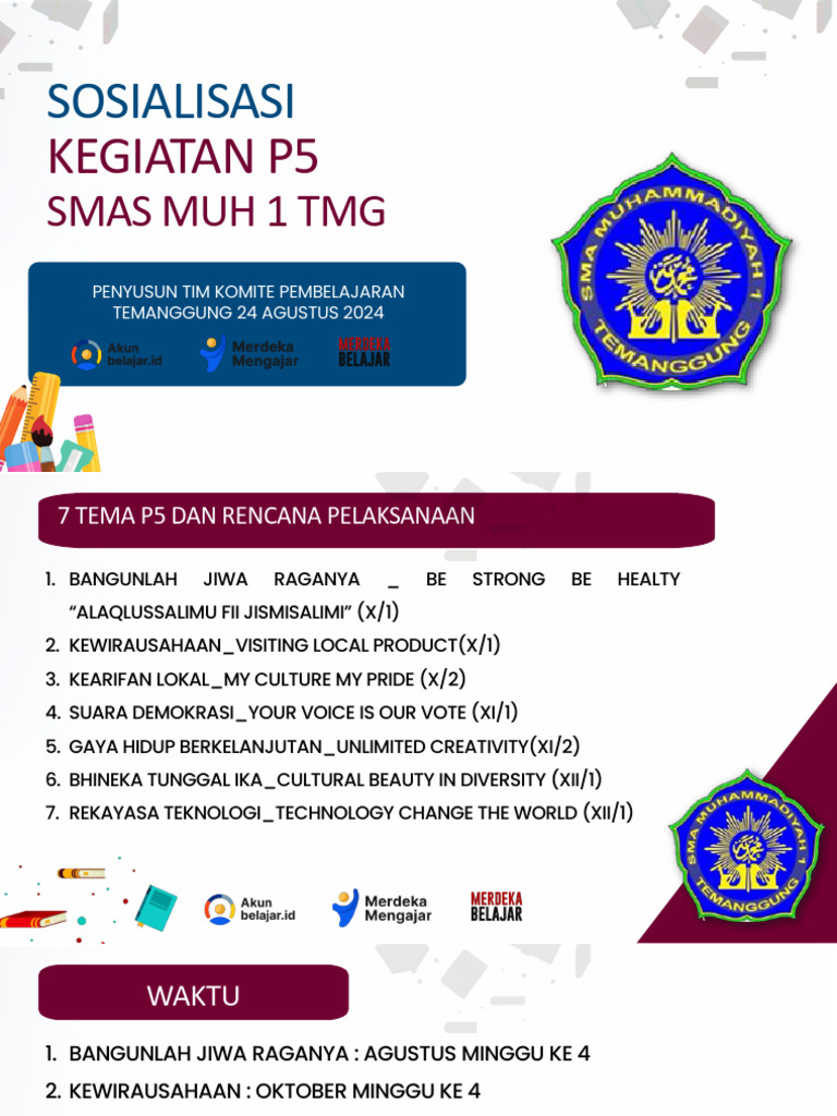 24 25 - Agenda Kegiatan p5 - SMT 1 Ta. 20242025 | PDF