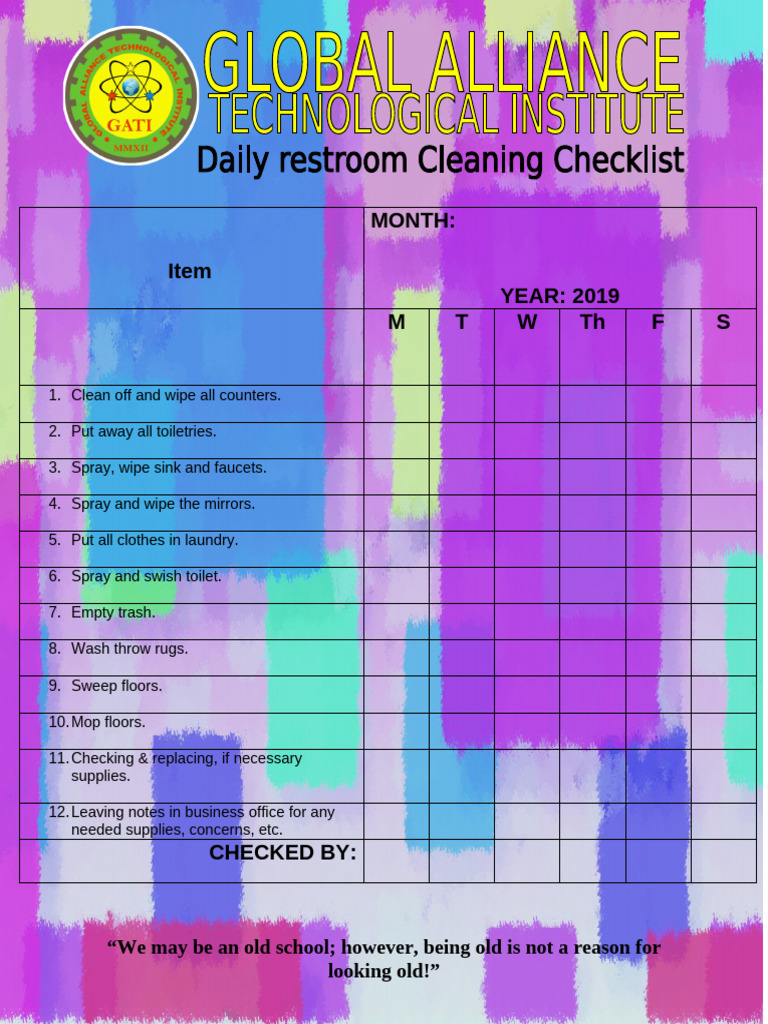 Daily Restroom Cleaning Checklist | PDF