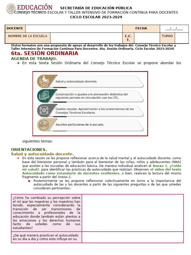 Formatos Cte-Tifcd. S6. Federal. Ciclo 23-24 | PDF