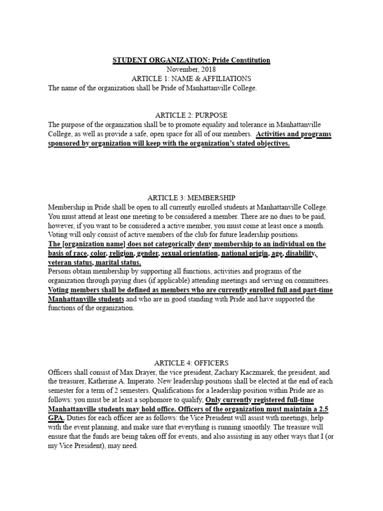 Constitution Template | PDF