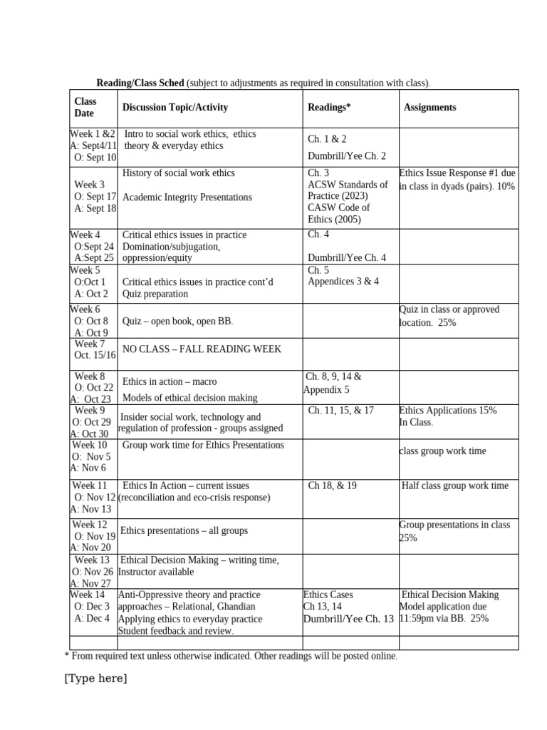 SOWK1204 Weekly Syllabus F24 | PDF