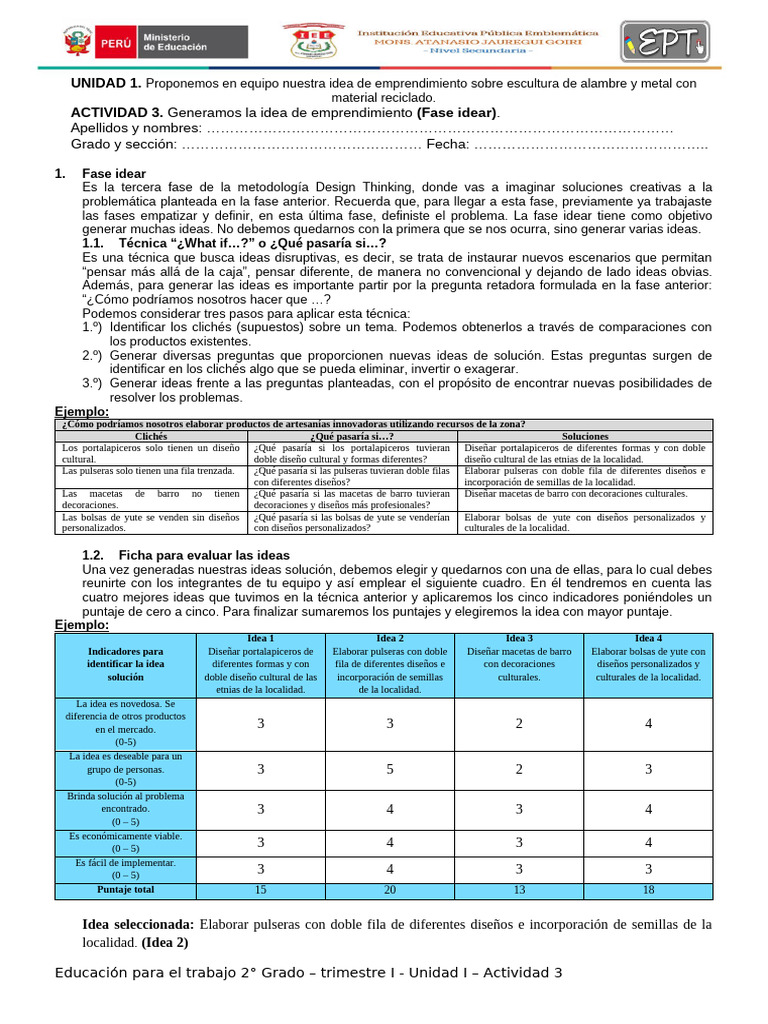 EPT 2° - UD 1 Ficha 3 de Aprendizaje | PDF