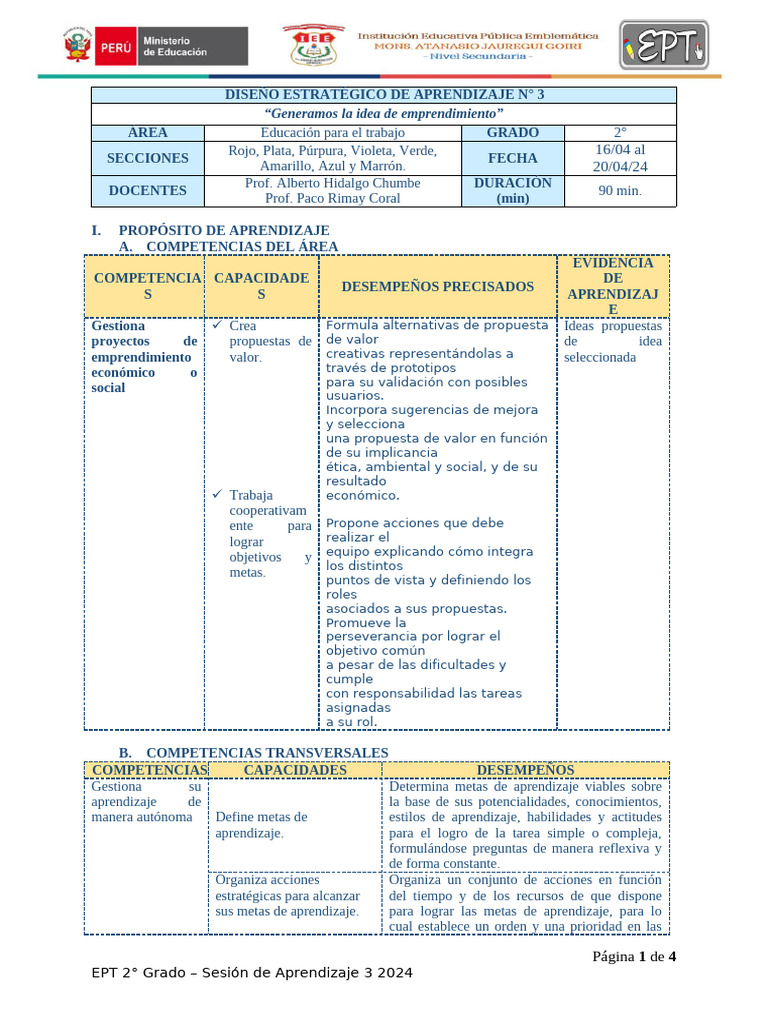 Ept 2° - Dea 3 2024 | PDF | Evaluación | Crecimiento personal y profesional