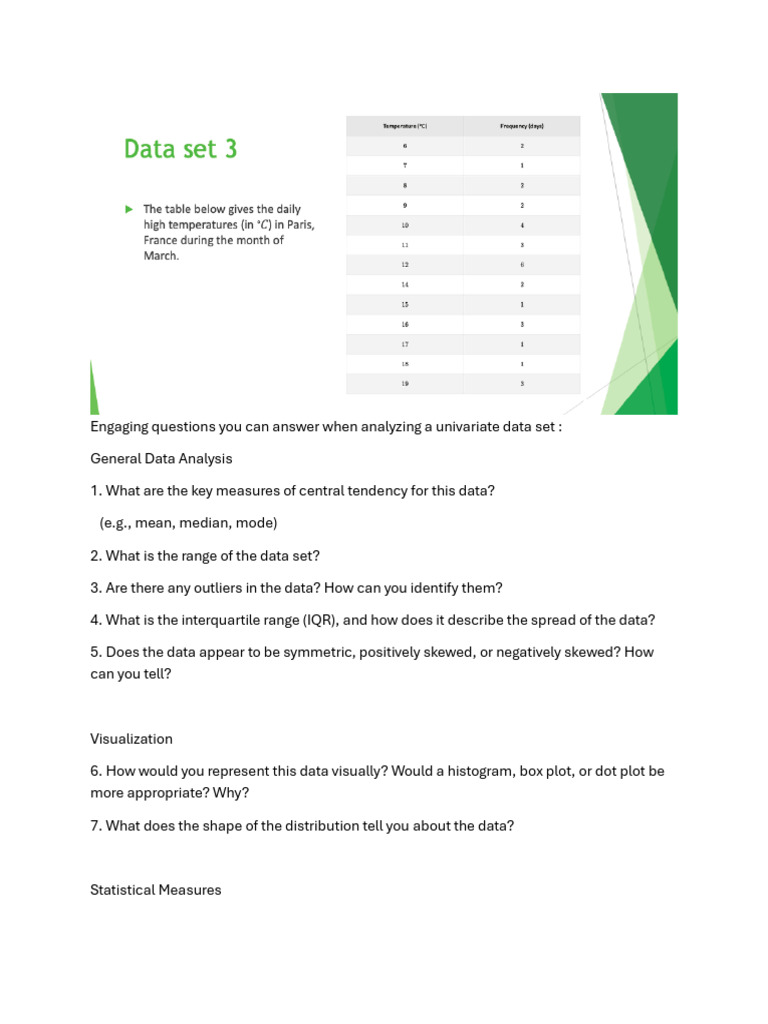 Univariate Data Activity | PDF