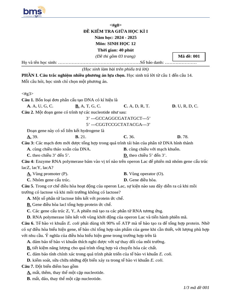 GKI - K12 - ĐT - Sinh | PDF