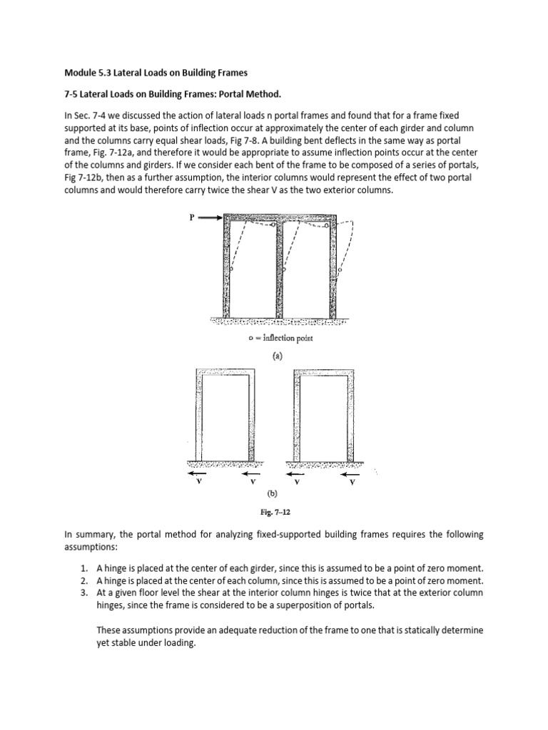 Module 5.3 Lateral Loads On Building Frames (Portal and Cantilever ...