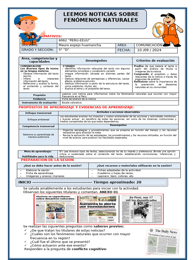 5° Com-Leemos Noticias Sobre Fenómenos Naturales | PDF | Temblores