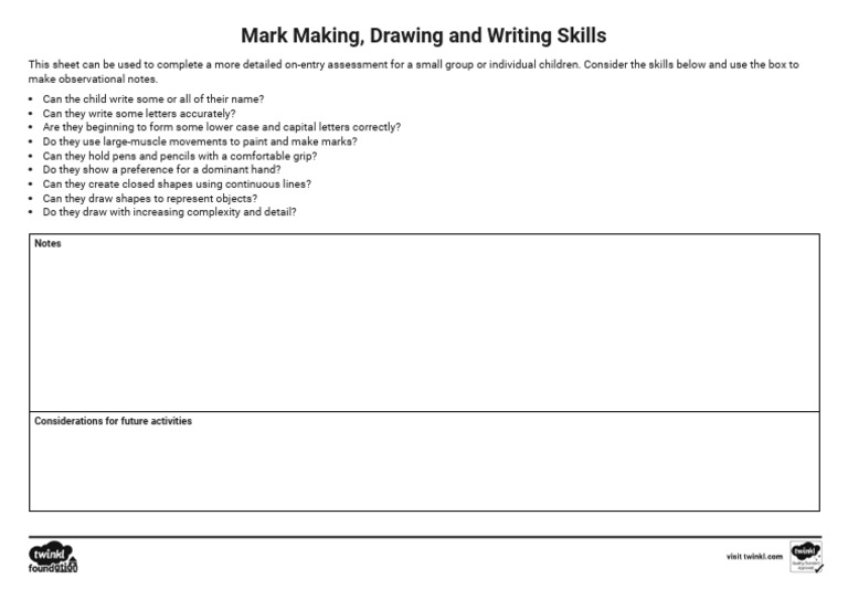 Mark Making Drawing and Writing Skills | PDF