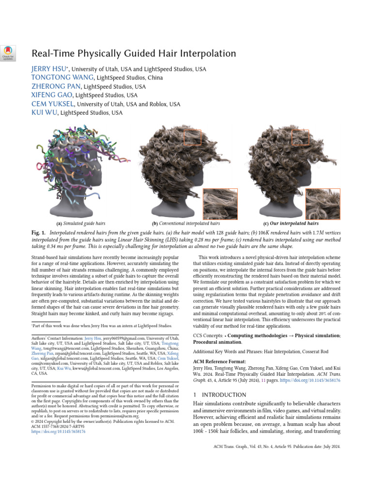 Real-Time Physically Guided Hair Interpolation | PDF