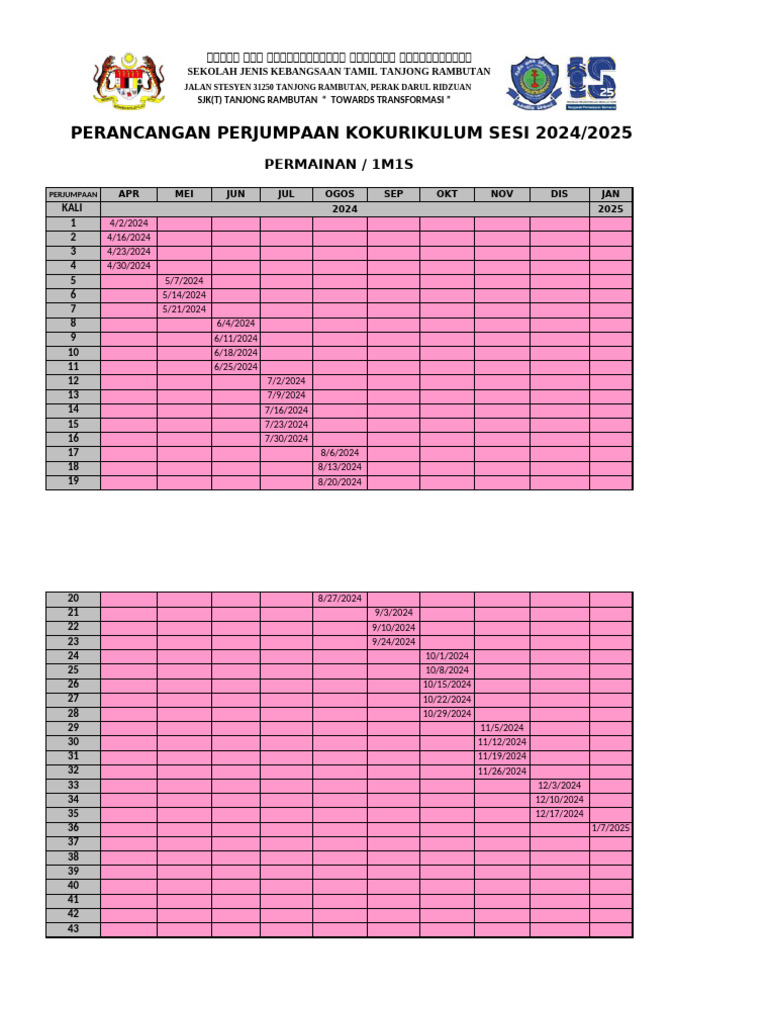 TAKWIM KOKU SJKT TANJONG RAMBUTAN | PDF