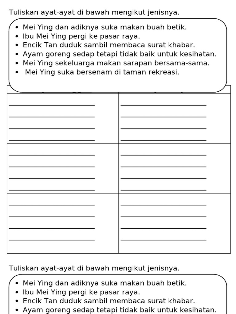 Tatabahasa - Ayat Tunggal & Ayat Majmuk - Latihan 2 | PDF