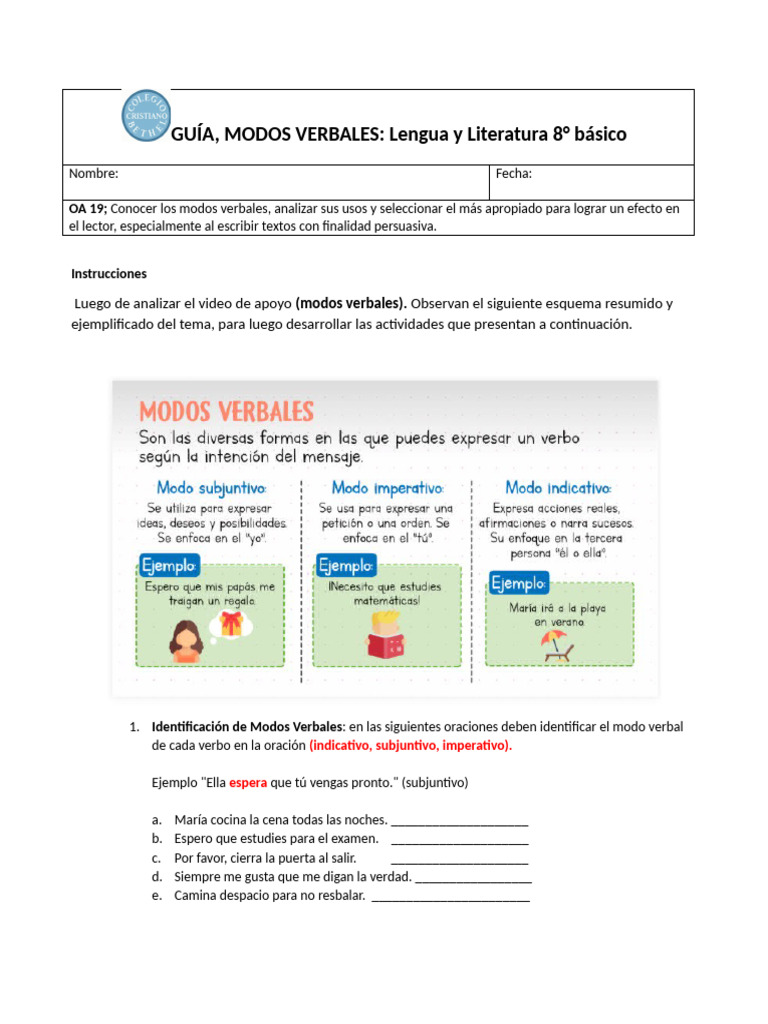 Guía Modos Verbales | PDF