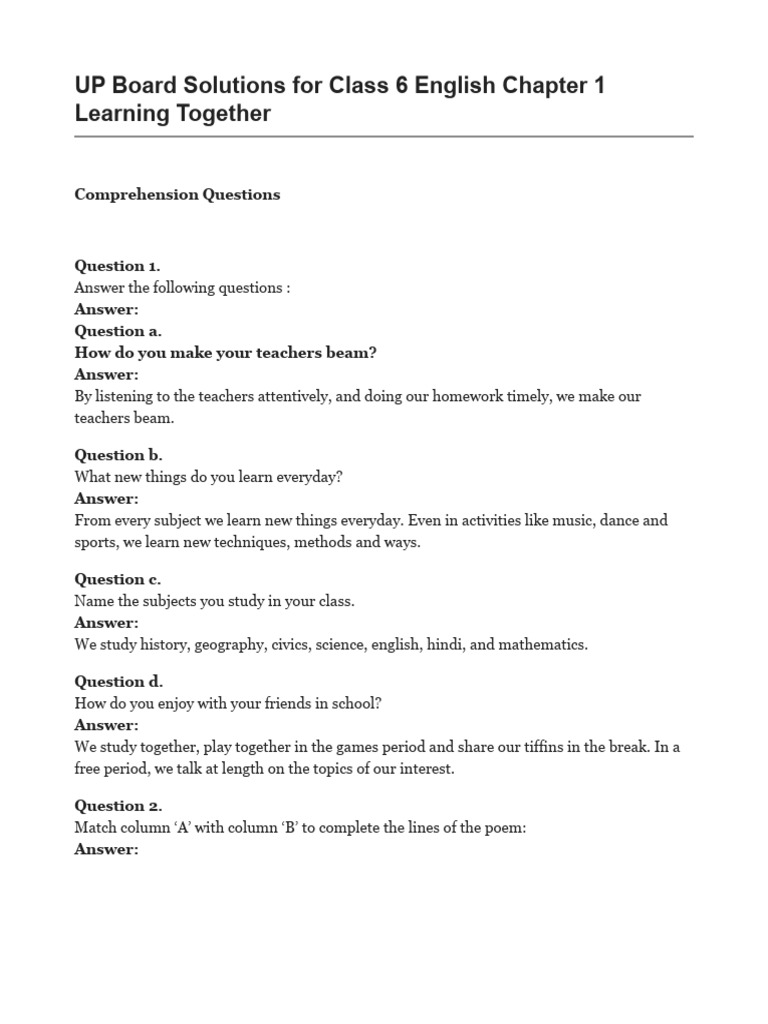 class-6-chapter-1-english-rainbow-solutions-up-board | PDF