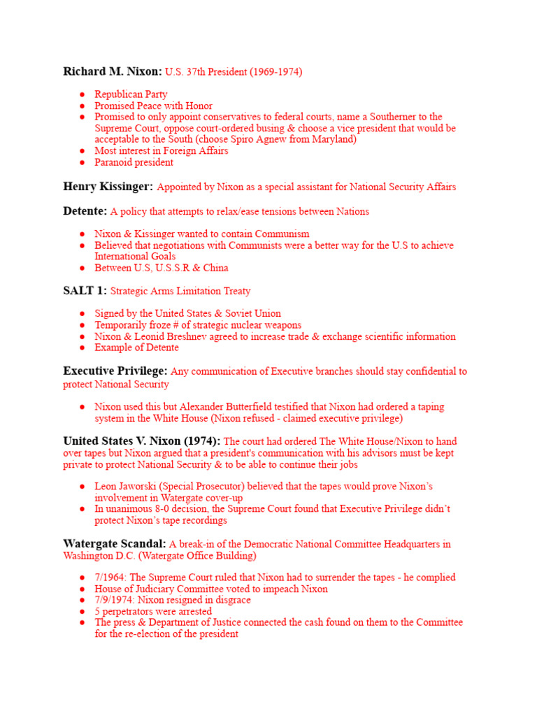 Unit 13 Lessons 1-2 Study Guide (Answers) | PDF | Richard Nixon ...