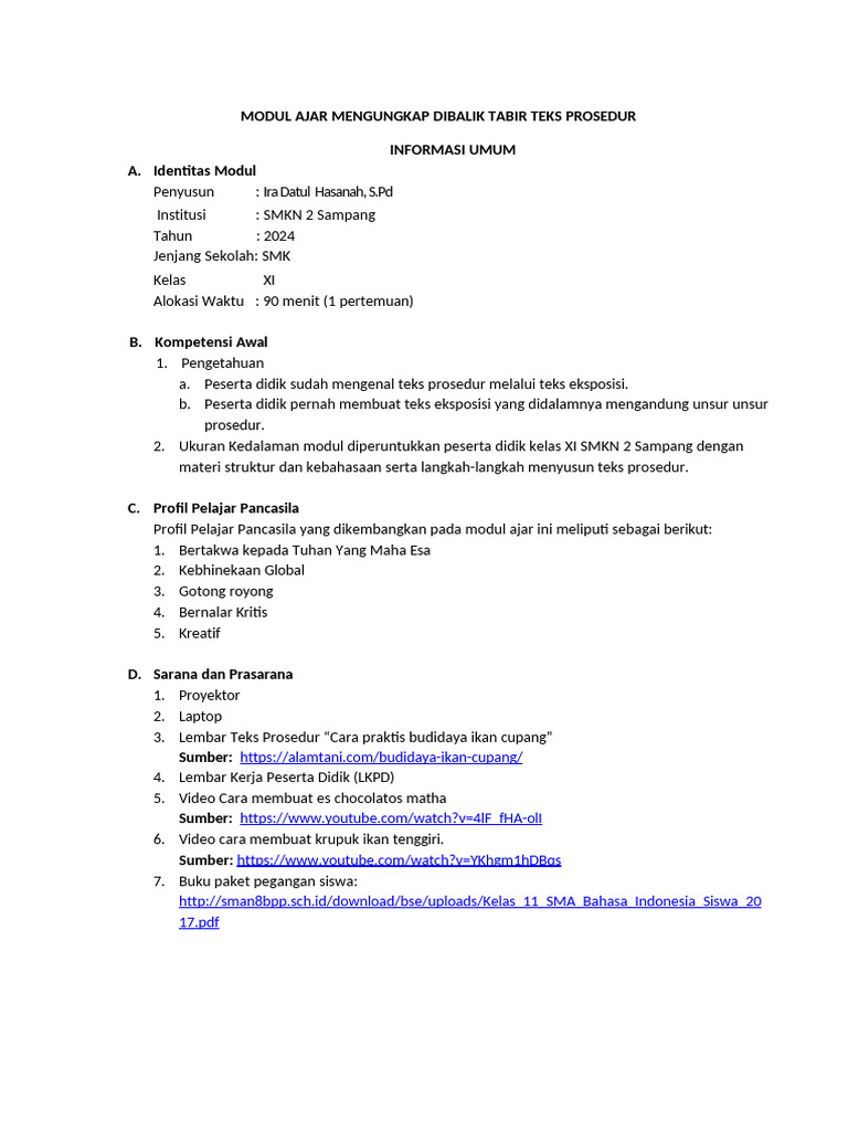 Modul Teks Prosedur | PDF