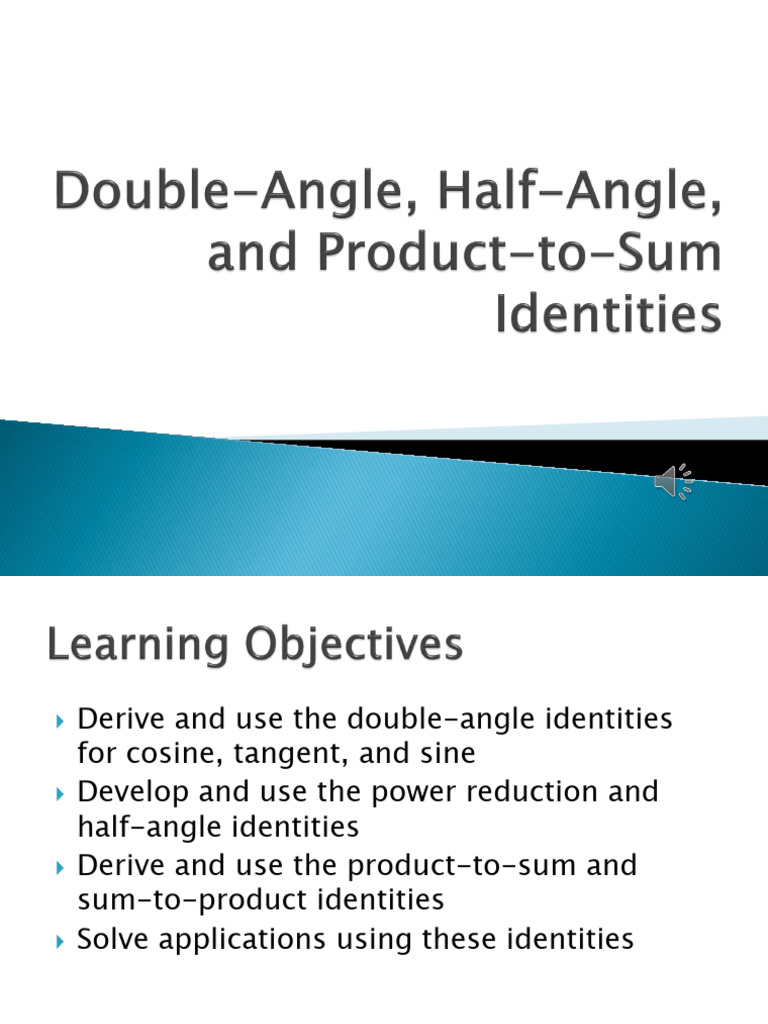 5 Double-Angle, Half-Angle, Product To Sum Identities (With Markings) | PDF