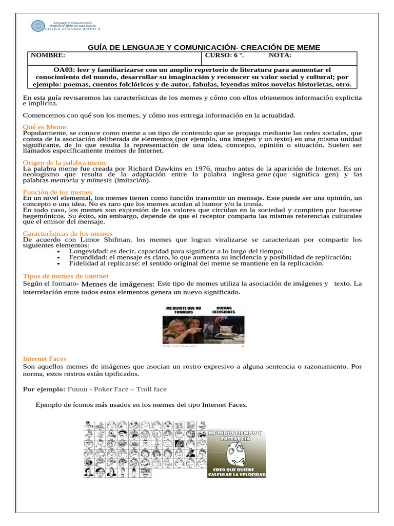 Guía Con Nota - Meme | PDF