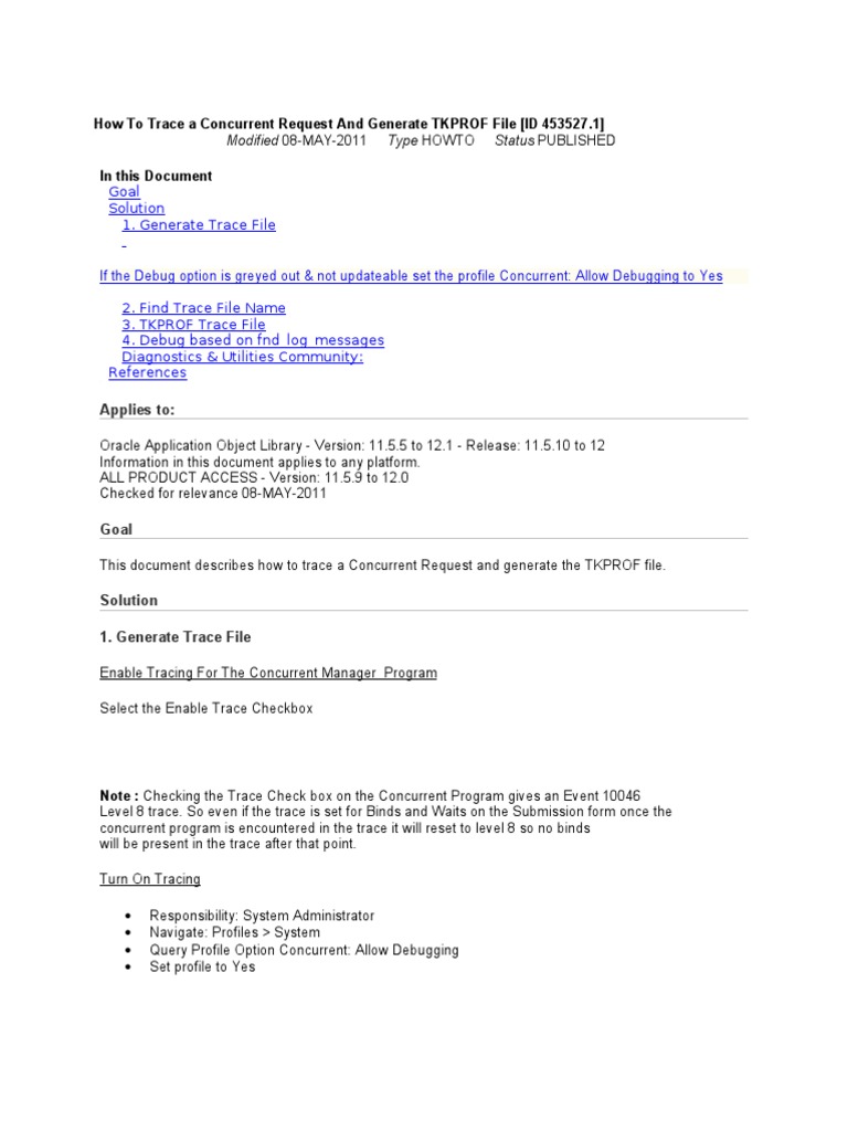 How To Trace A Concurrent Request and Generate TKPROF File | Download ... How To Trace A Concurrent Request and Generate TKPROF File | Download ...