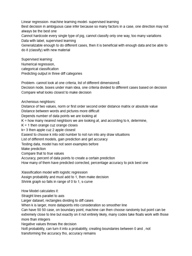 Linear Regression - Machine Learning Model - Supervised Learning | PDF