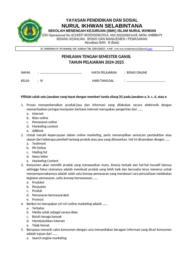 Kop PTS SMK Bo Xi | PDF