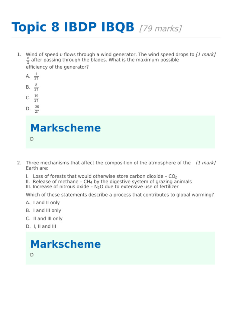 Topic 8 IBDP IBQB | PDF
