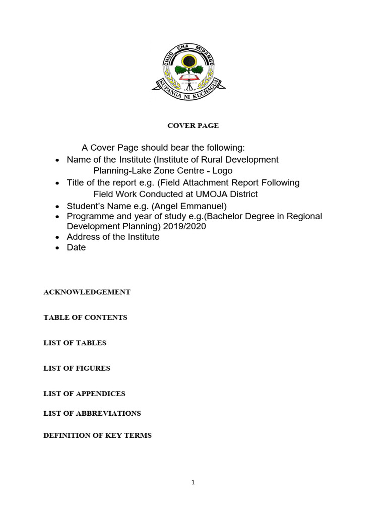 Format of Field Attachment Report - Bachelor Degree Ii | PDF