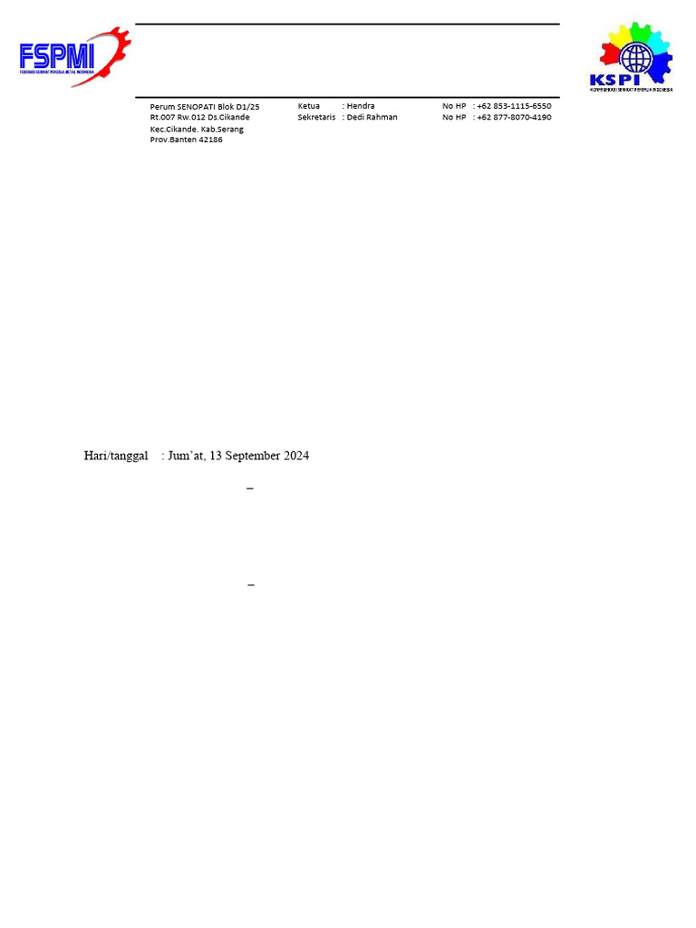 No. 058 Surat Instruksi Istora Senayan 12 Sept 2024 | PDF