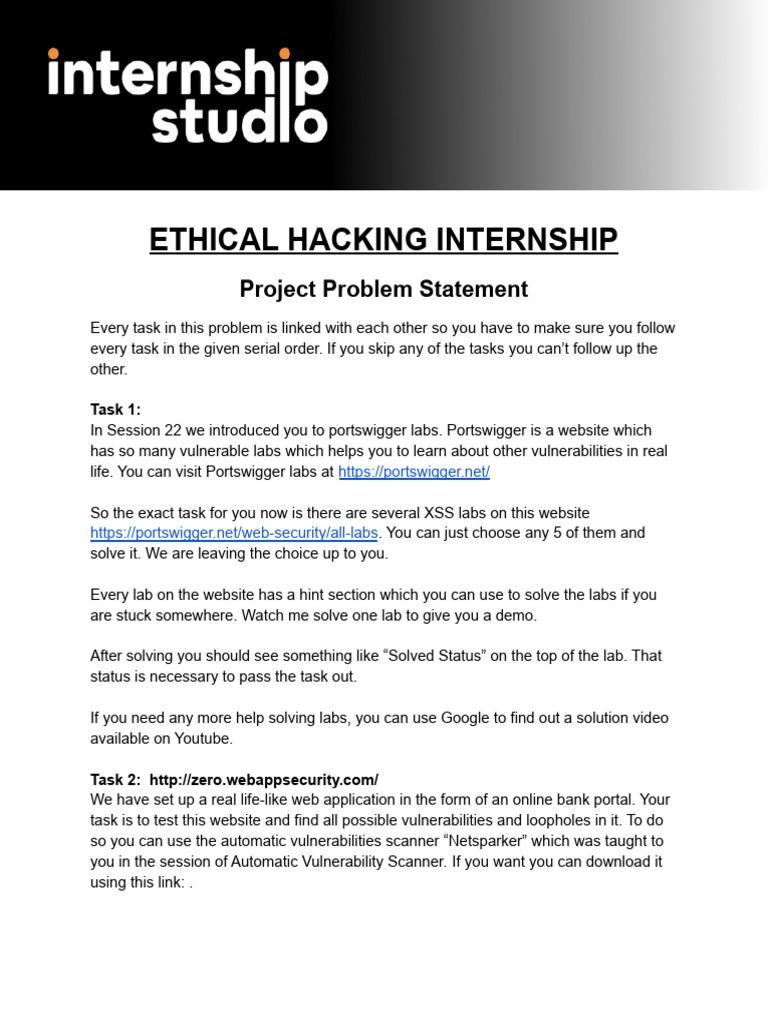 Ethical Hacking - Problem Statement | PDF