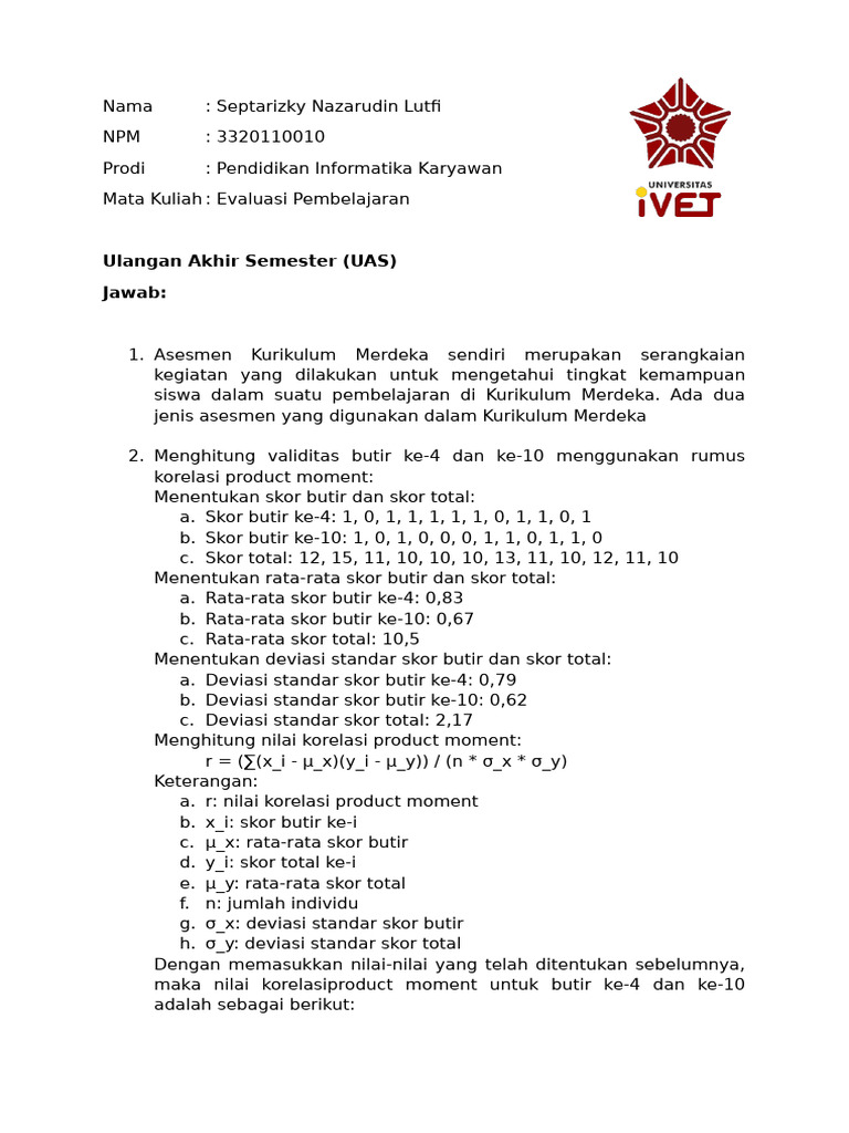 UAS Evaluasi Pembelajaran | PDF
