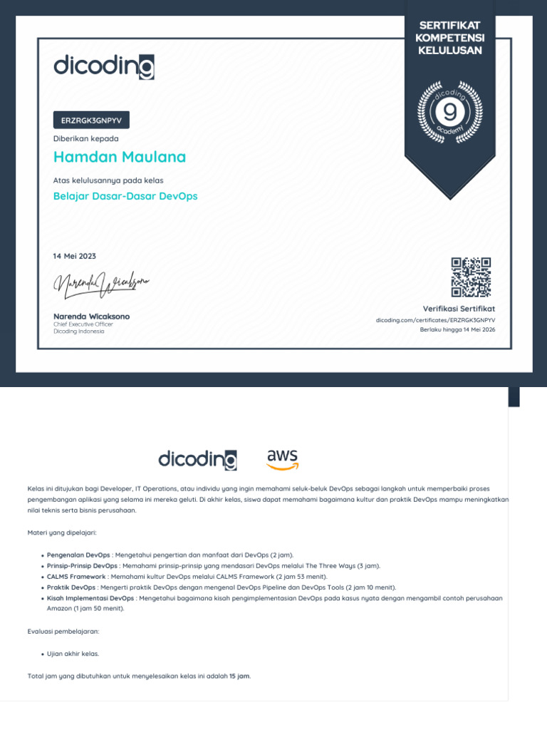 Sertifikat Belajar Dasar-dasar DevOps - Hamdan | PDF