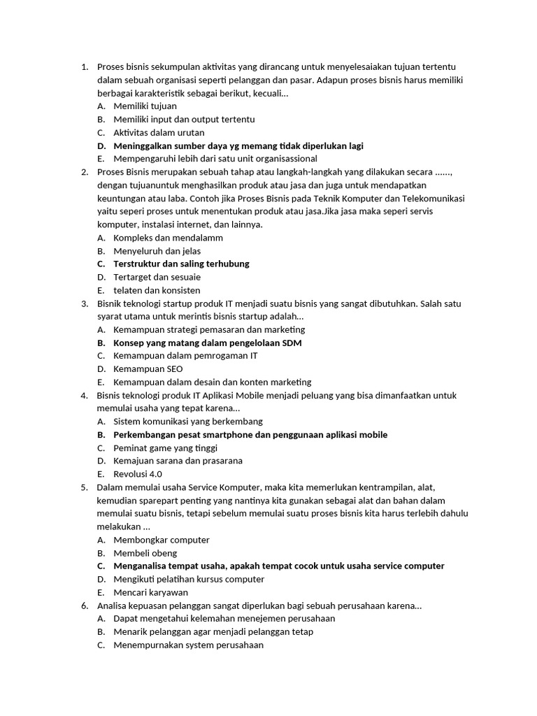 Soal DPK Proses Bisnis | PDF