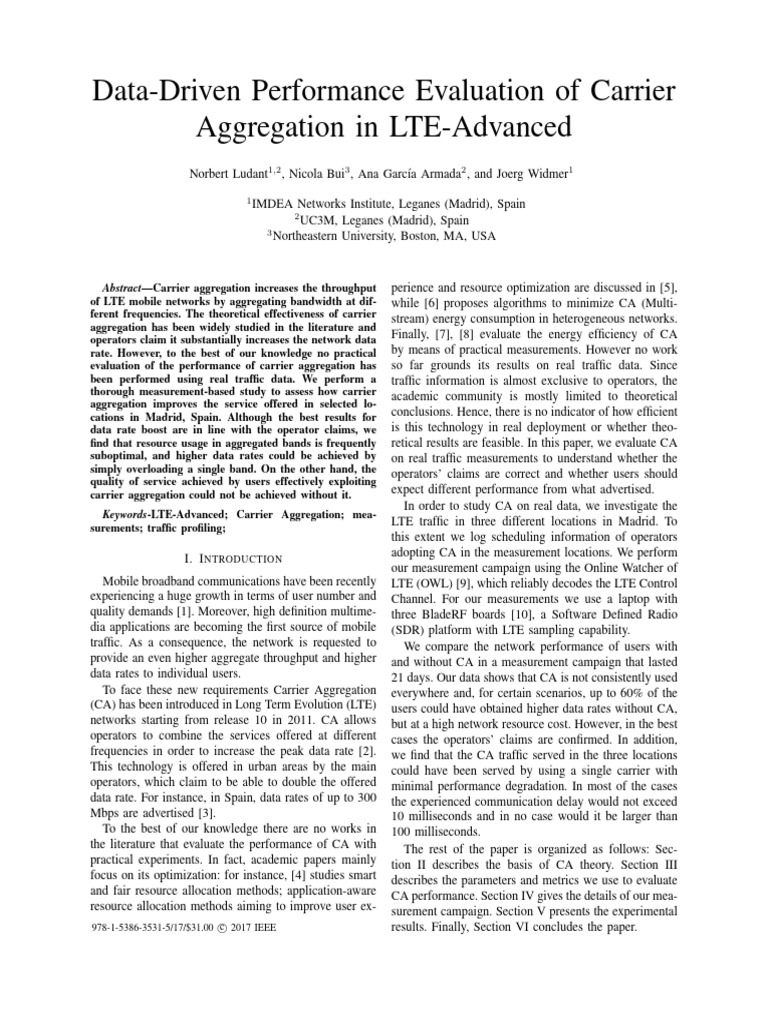 Data Driven Performance Evaluation of CA | PDF