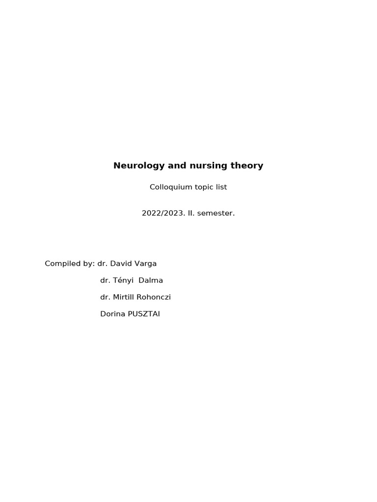 Neurology Topic List 2023 | PDF