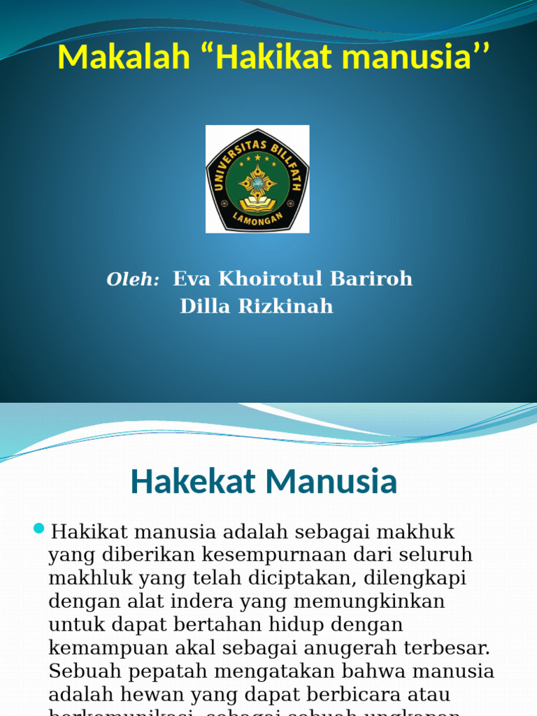 Makalah Hakekat Manusia PPTX Eva Dan Dilla | PDF
