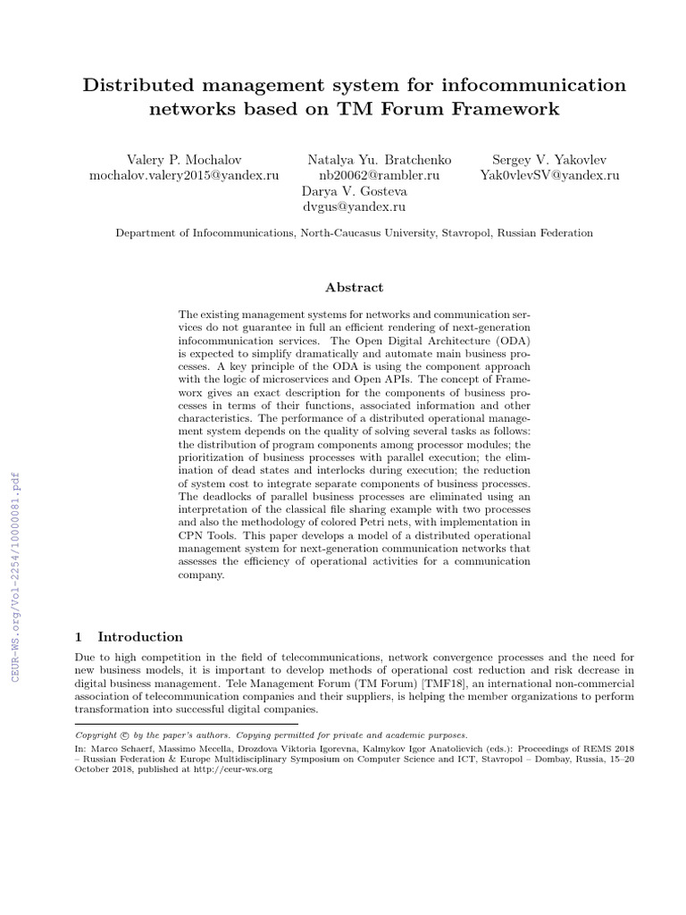 Distributed Management System For Infocommunication Networks Based On ...