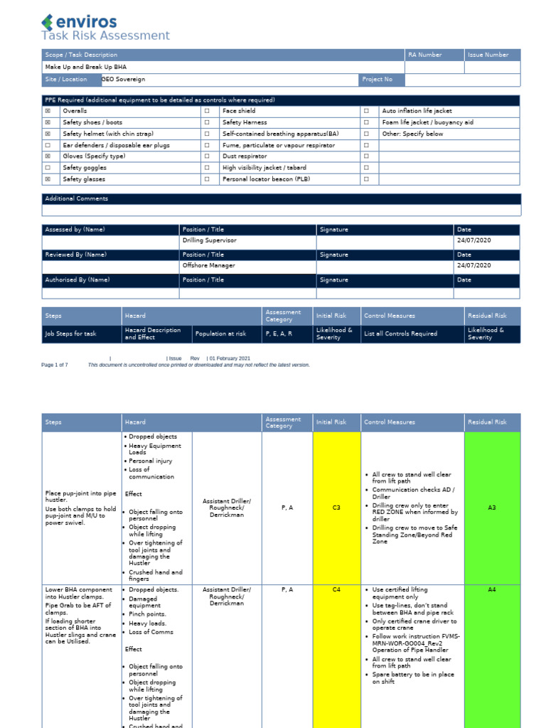 GO002 - Make Up and Break Up BHA | PDF | Crane (Machine) | Personal ...
