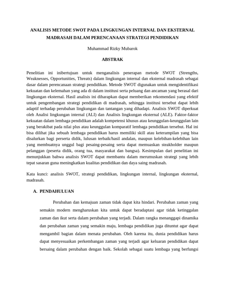 Analisis Metode SWOT | PDF