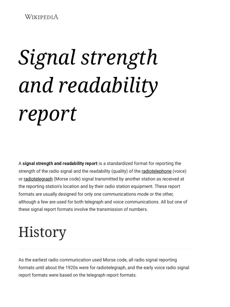 Signal Strength and Readability Report | PDF | Electrical Engineering ...