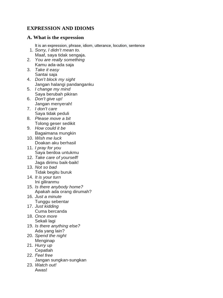 Expression and Idioms | PDF