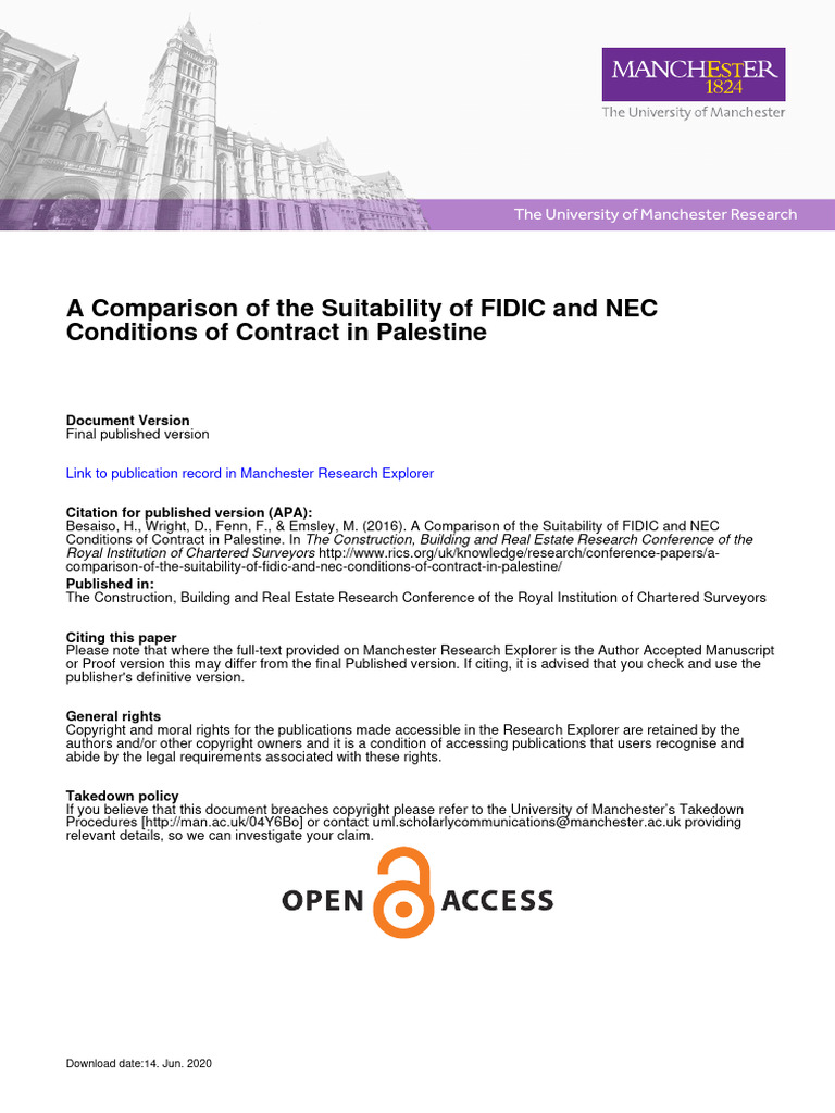A Comparison of The Suitability of FIDIC | PDF