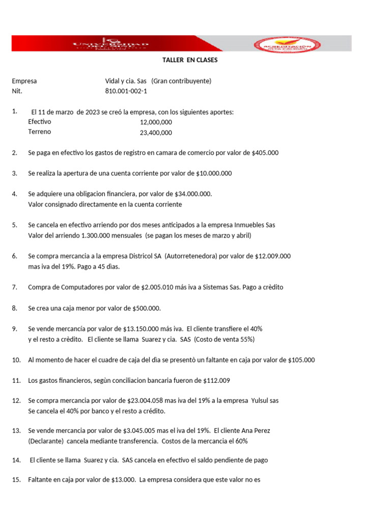 Taller Ejercicios Varios | PDF