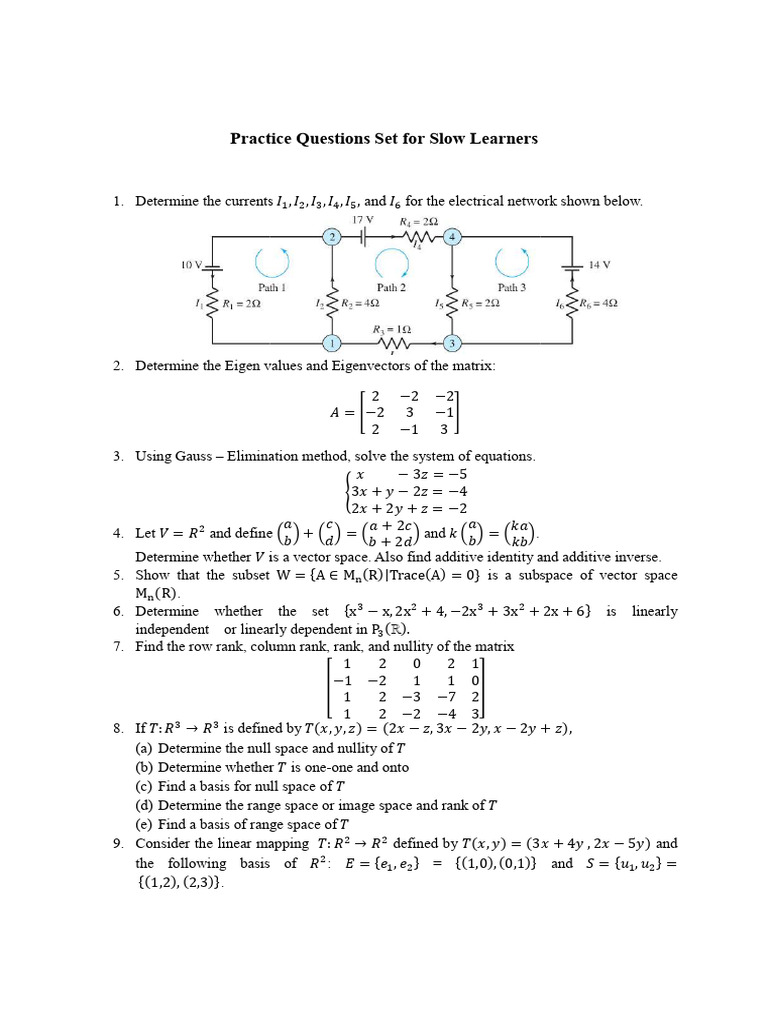 Practice Question Set for Slow Learners | PDF Practice Question Set for Slow Learners | PDF