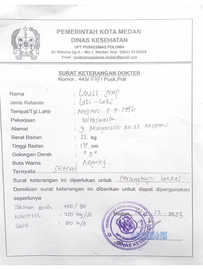 Surat Keterangan Dokter | PDF