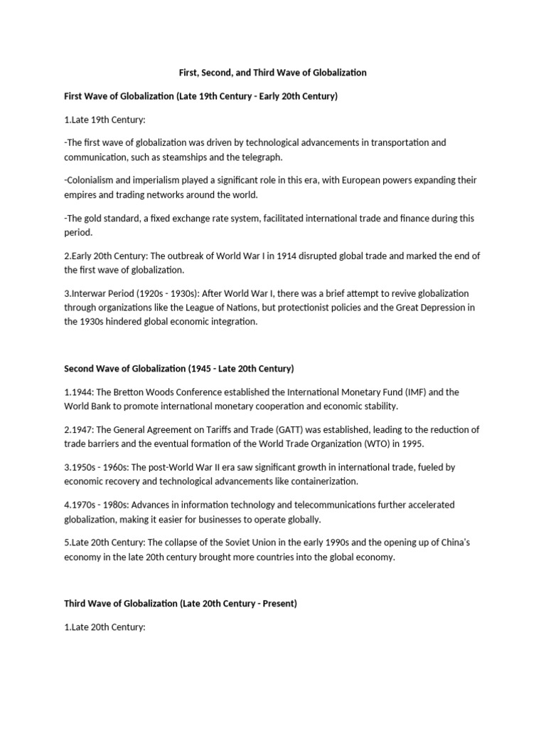 Globalization Timeline (First, Second, Third Wave) | PDF
