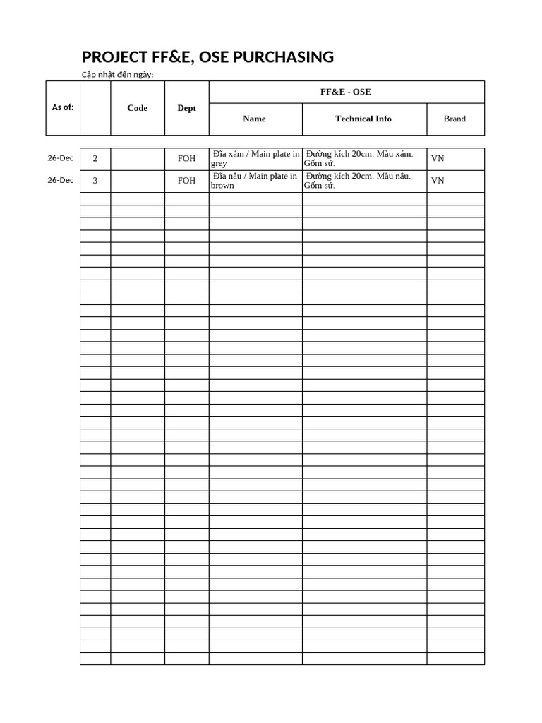 FF&E OSE Template | PDF
