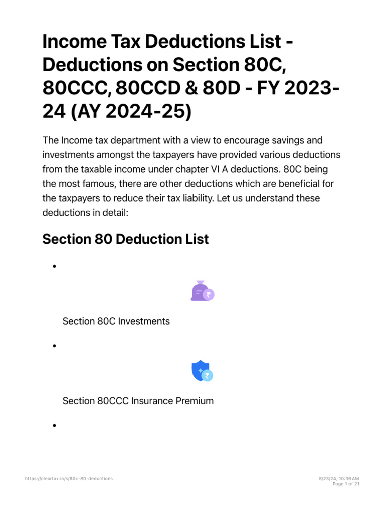 Deductions Tax Law | PDF