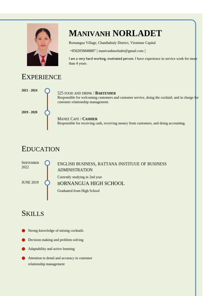 Manivanh Norladet Cv 2024 | PDF