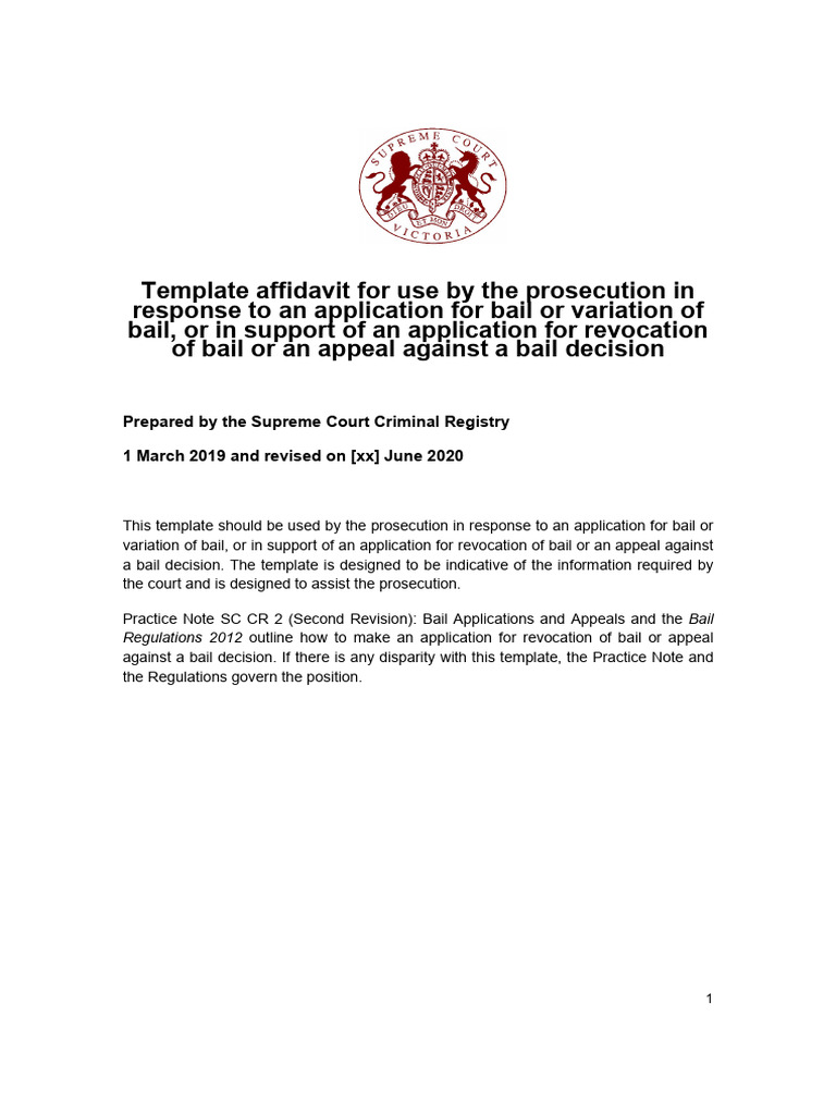 Template Bail Affidavit Prosecution Pdf