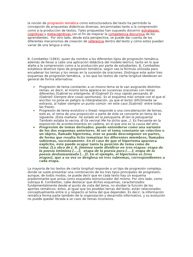 Tema y Rema Progresión Temática | PDF