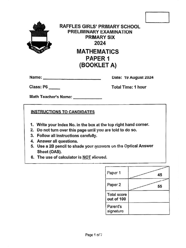 RGPS-2024 Prelim-Math Paper 1&2 | PDF